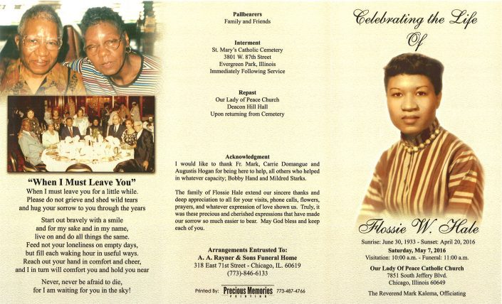 Flossie W Hale obituary | AA Rayner and Sons Funeral Homes Flossie W Hale obituary | AA Rayner and Sons Funeral Homes