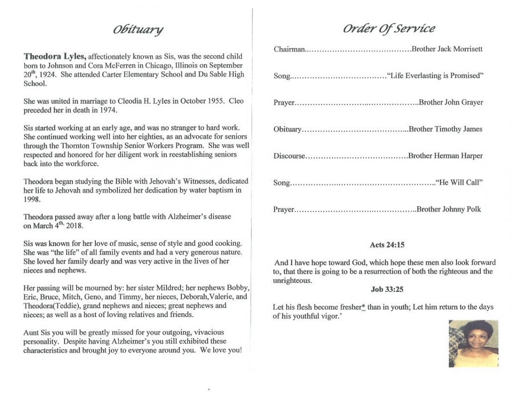 Theodora Lyles Obituary Aa Rayner And Sons Funeral Homes