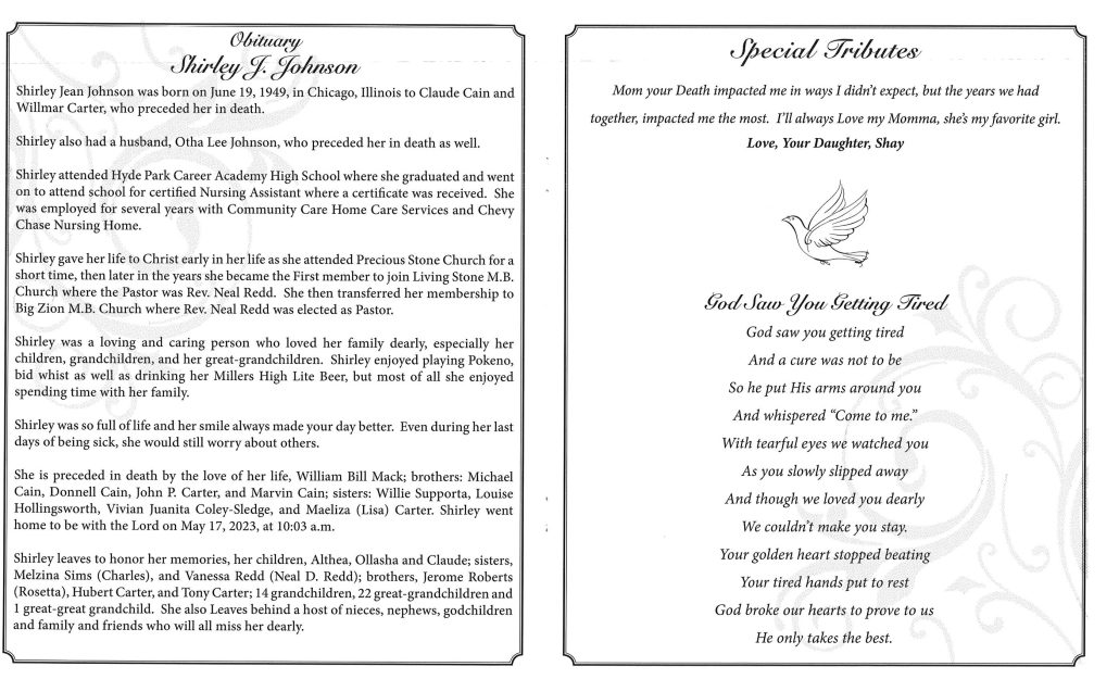 Shirley J Johnson Obituary | AA Rayner and Sons Funeral Homes Shirley J Johnson Obituary | AA Rayner and Sons Funeral Homes