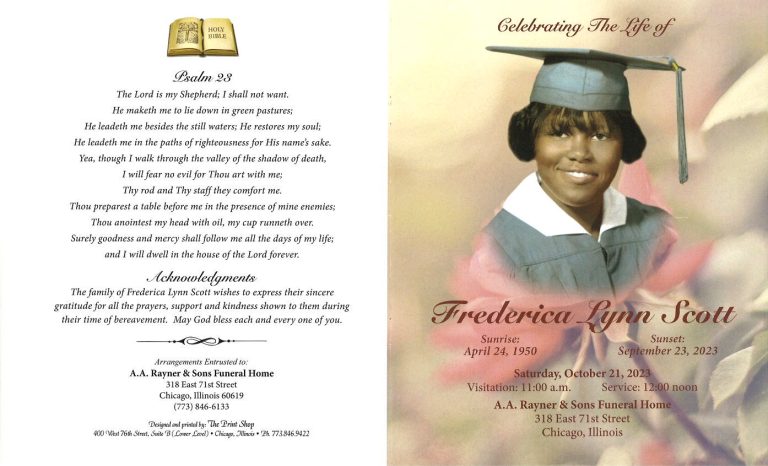 Frederica L Scott Obituary | AA Rayner and Sons Funeral Homes Frederica L Scott Obituary | AA Rayner and Sons Funeral Homes